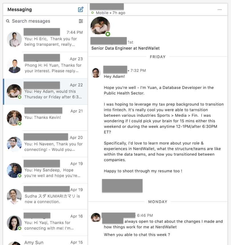 Example of InMail conversation - Cultivated Culture