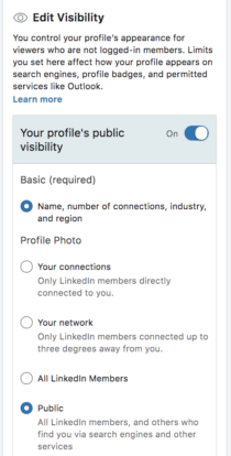 Screenshot of LinkedIn profile visibility - Cultivated Culture