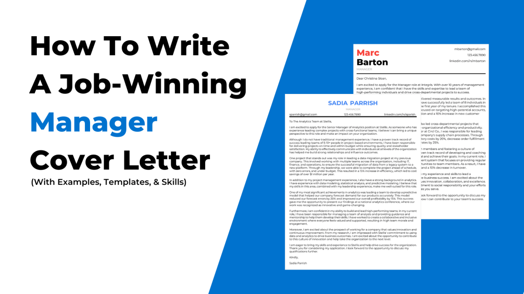 Manager Cover Letter Examples For 2025 (20+ Skills & Templates)