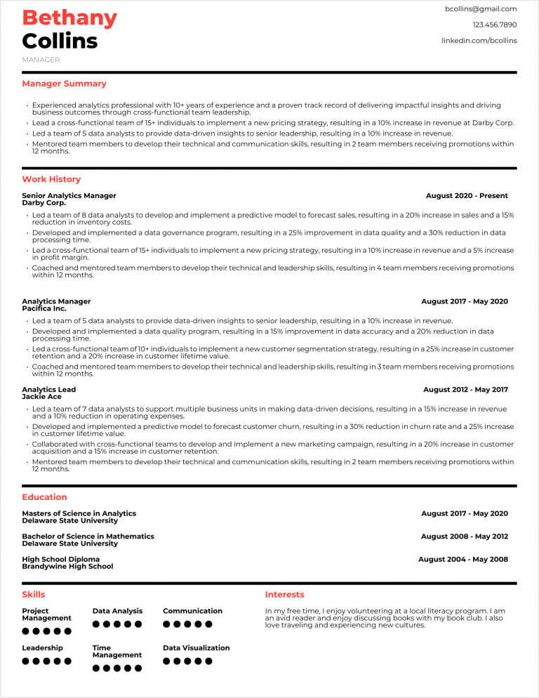 Manager Resume Examples For 2024 (20+ Skills & Templates)