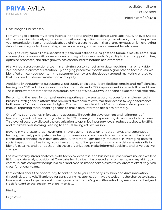 Data Analyst Cover Letter Examples For 2024 (20+ Skills & Templates)