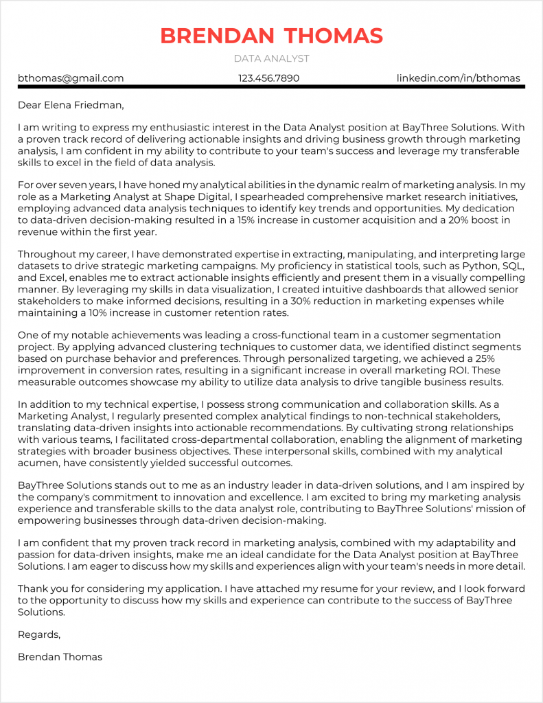 Data Analyst Cover Letter Examples For 2023 (20+ Skills & Templates)