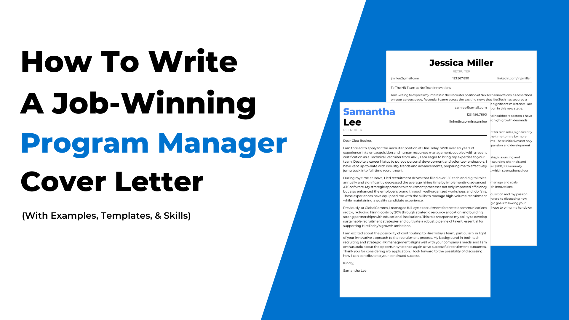 Program Manager Cover Letter Examples For 2025 (20+ Skills & Templates)